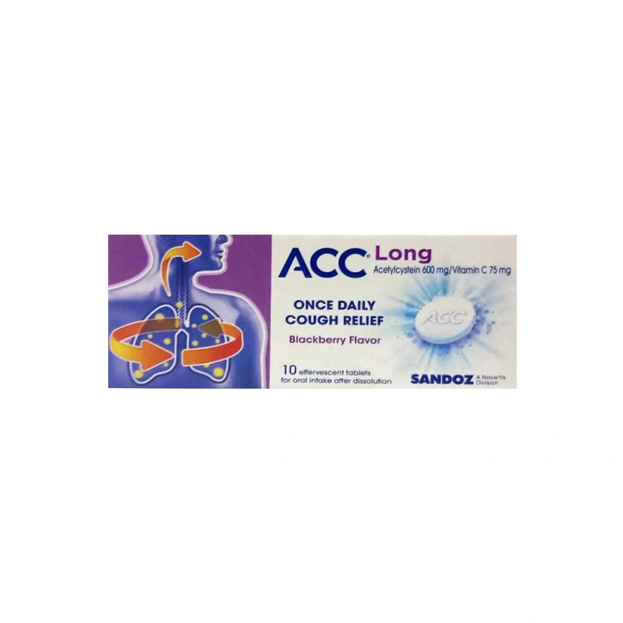 ACC Long 600 mg Effervescent Tabs 10'S Mucolytic – Alsultan Pharmacy