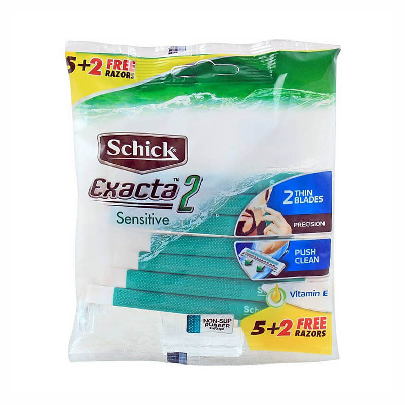 Schick Exacta 2 Sensitive Men Green Razor 5+2 Free – Alsultan Pharmacy