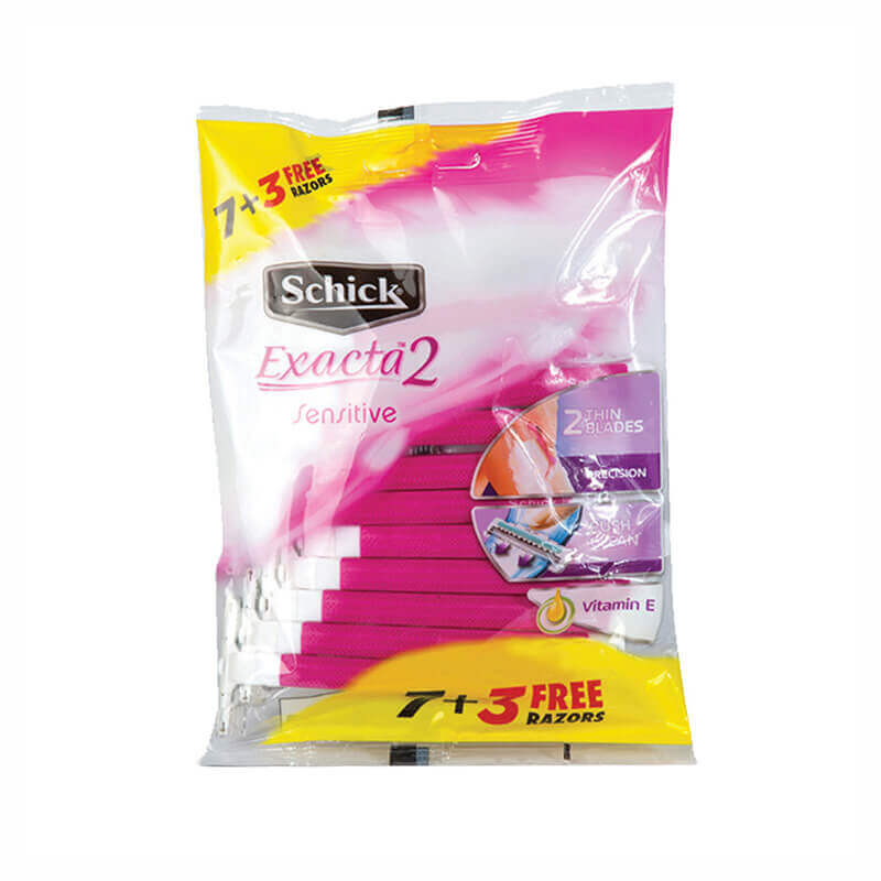 Schick Exacta 2 Sensitive Women Pink Razor 7+3 Free – Alsultan Pharmacy