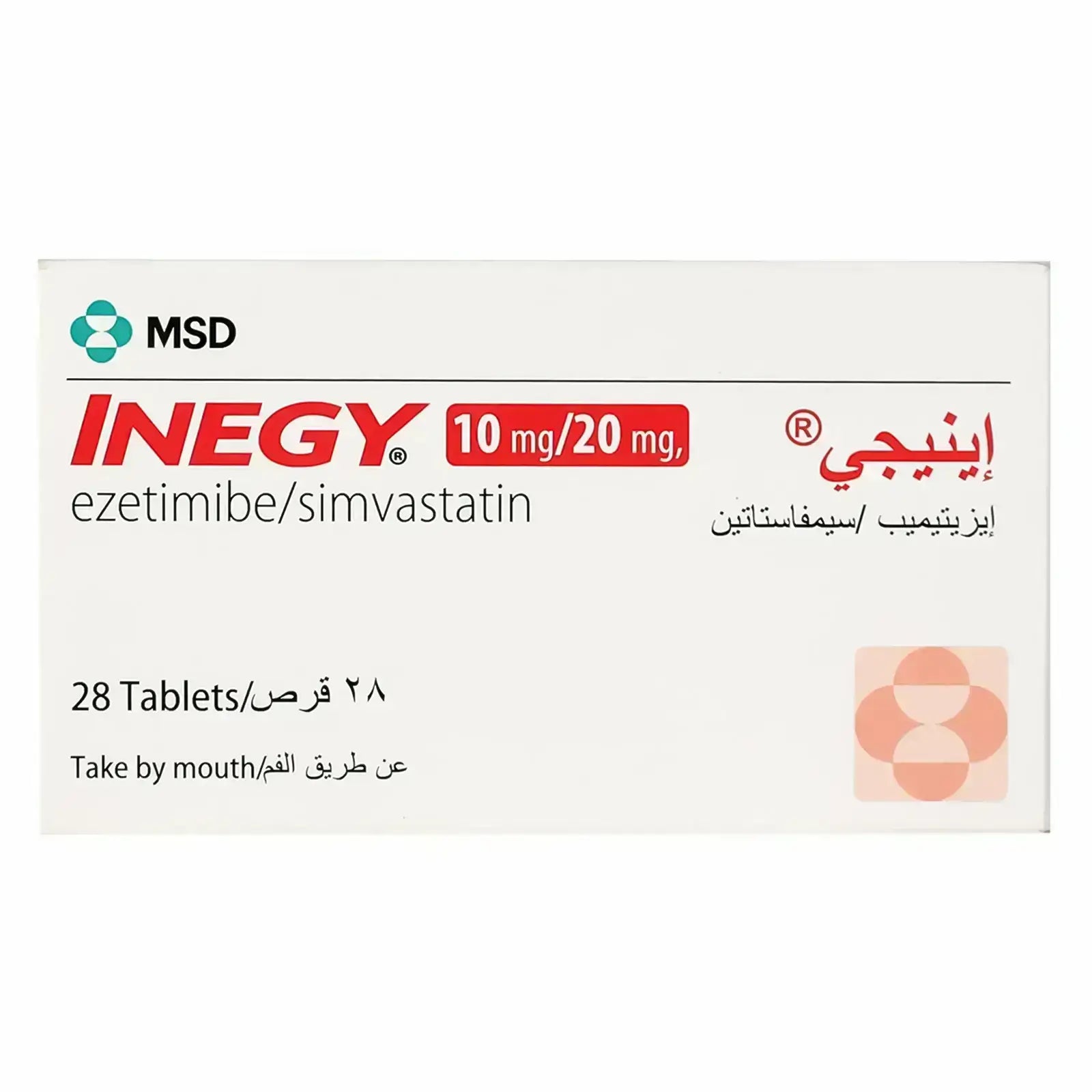 Inegy 10/20 mg Tabs 28'S Antihyperlipidemic – Alsultan Pharmacy