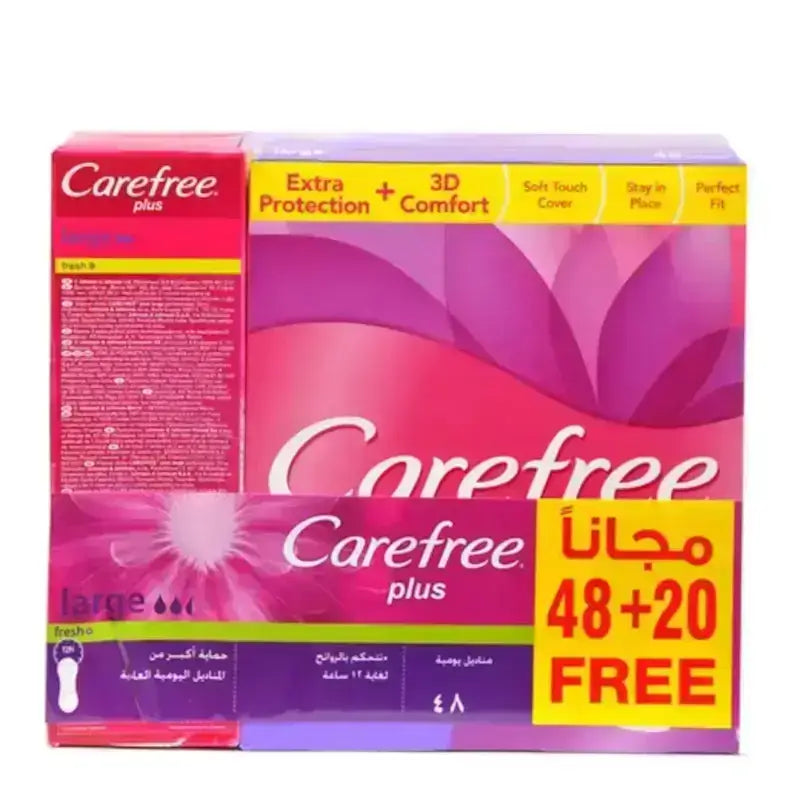 Carefree Plus Large Fresh Scent Pantyliners 48'S + 20'S Free Offer ...