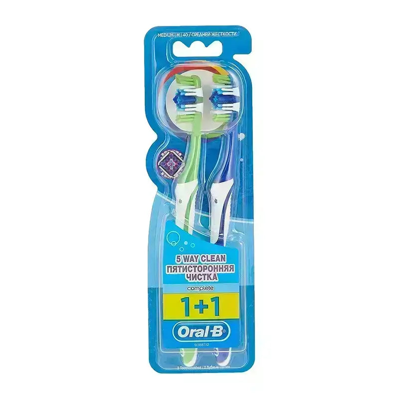 Oral B Complete 5 Way Clean Toothbrush Medium 1+1 – Alsultan Pharmacy