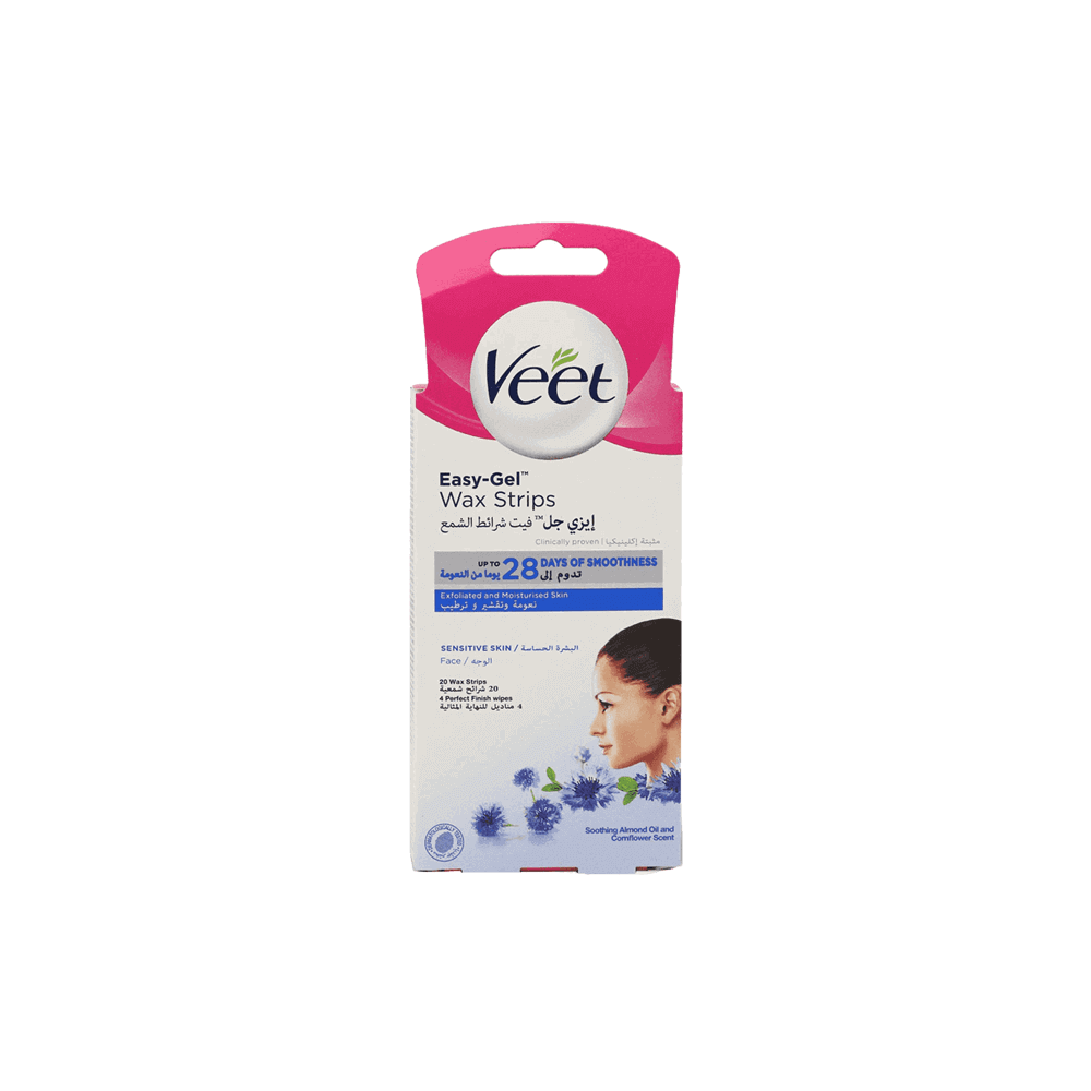 Veet Face Wax Strips For Sensitive Skin 20 Pcs + 4 Wipes – Alsultan ...