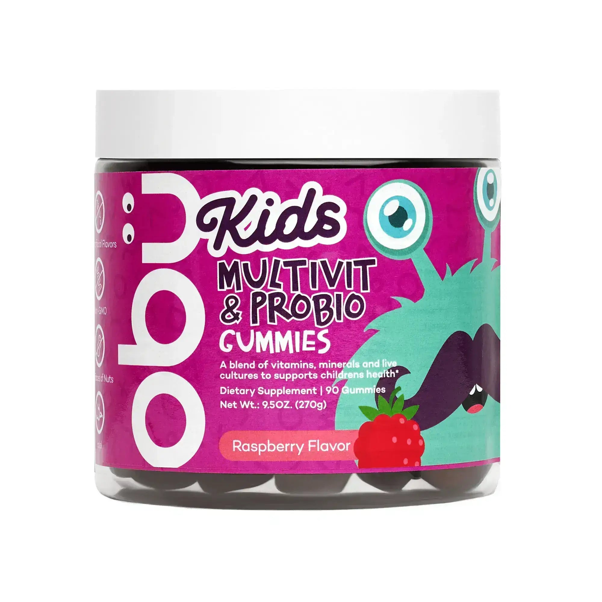 Obu Kids Multivitamin & Probiotic Gummies Raspberry Flavor 90'S ...
